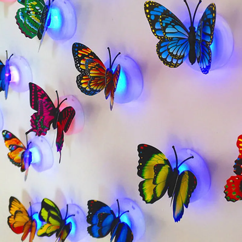 Colorful 3D LED Butterfly Night Light Self-Adhesive Home Wall Decor ...