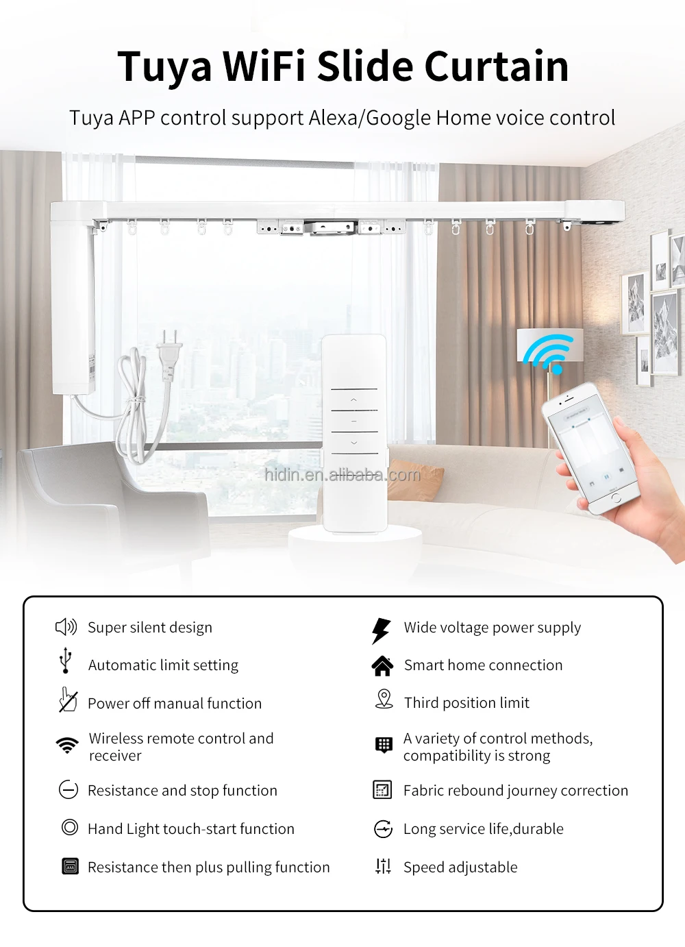Tuya Smart Life Electric Motorized Wifi Smart Curtain Motor Tuya Roller ...