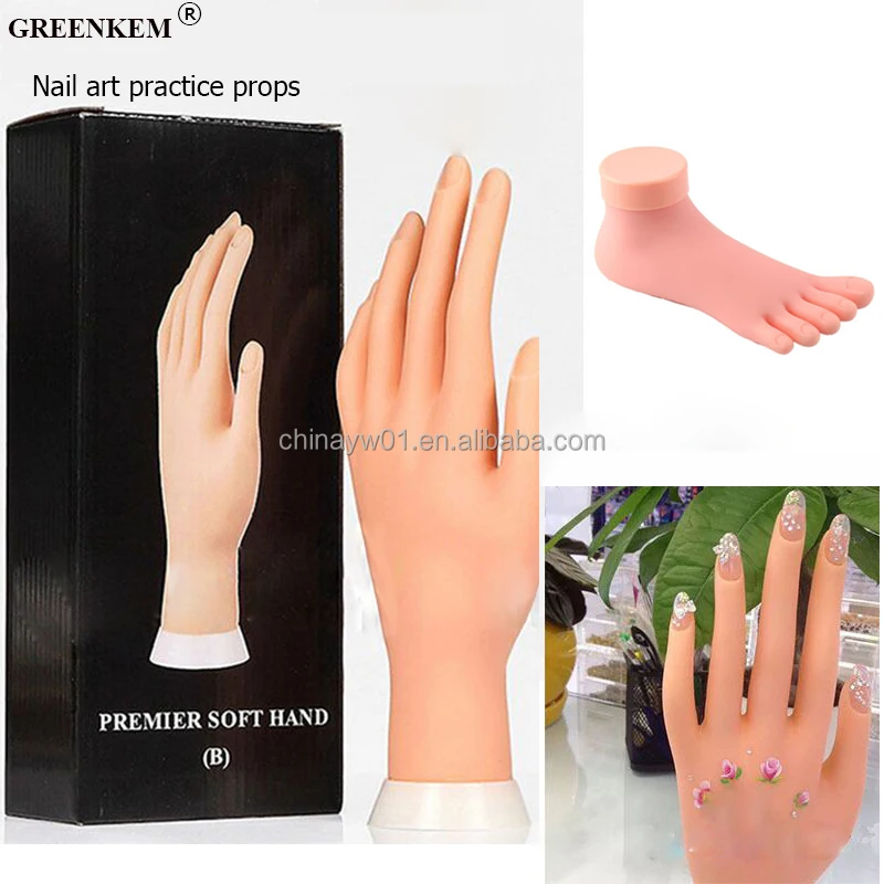 Practice Positionable Soft Plastic Hand Foot for Nail Art