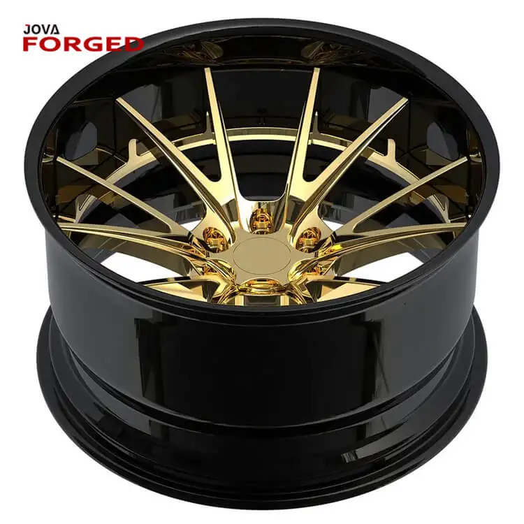 Luxury Forged Sport Car 2 Pc 22"deep Dish Rims Black and Gold Chrome ...