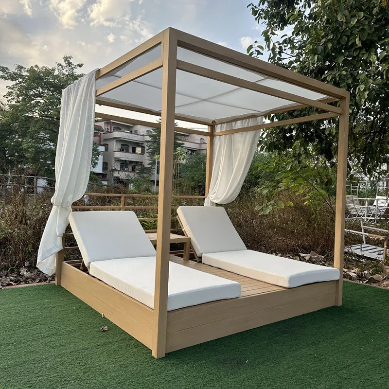 Luxury Aluminum Bed Furniture Outdoor Beach Bed With Canopy Daybed in ...