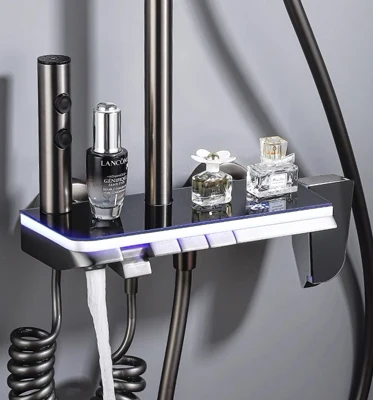 New Piano Key Shower Set Gray Bathroom Digital Display Faucet Shower ...