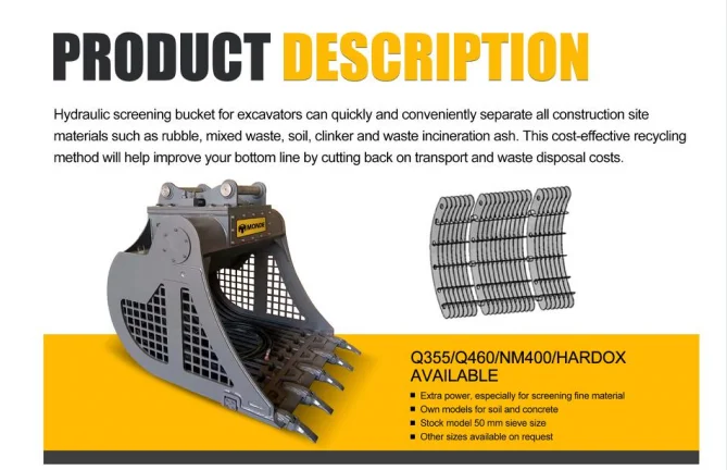 MONDE High Frequency Excavator Skeleton Screening Bucket