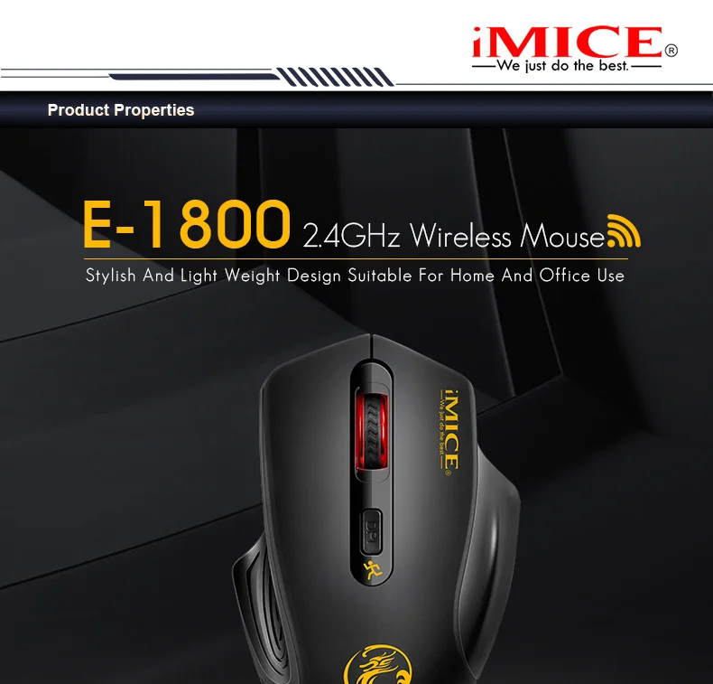 Imice E1800 Wireless 2.4G Office Mouse - 4 Buttons, 1600 DPI
