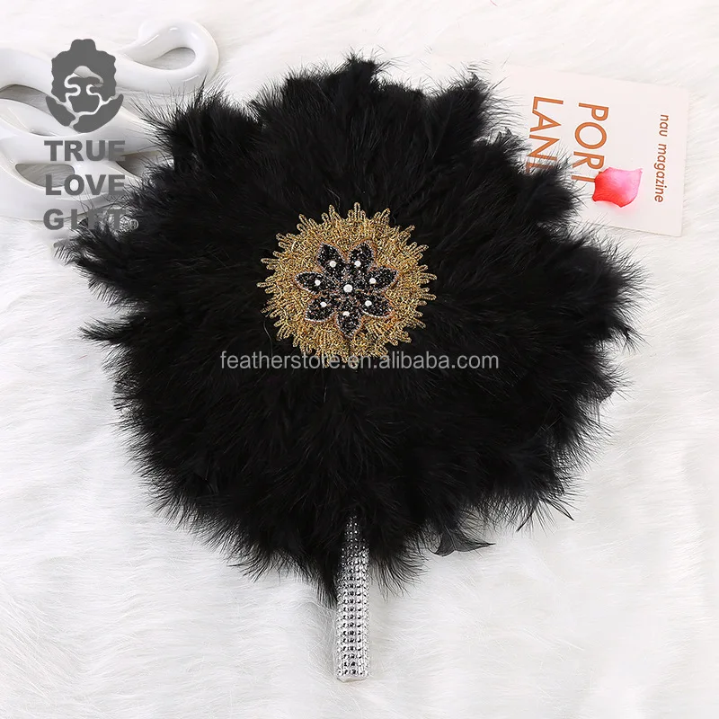 Western African Wedding Dress Party Bride Marabou Feather Hand Hold Fan ...