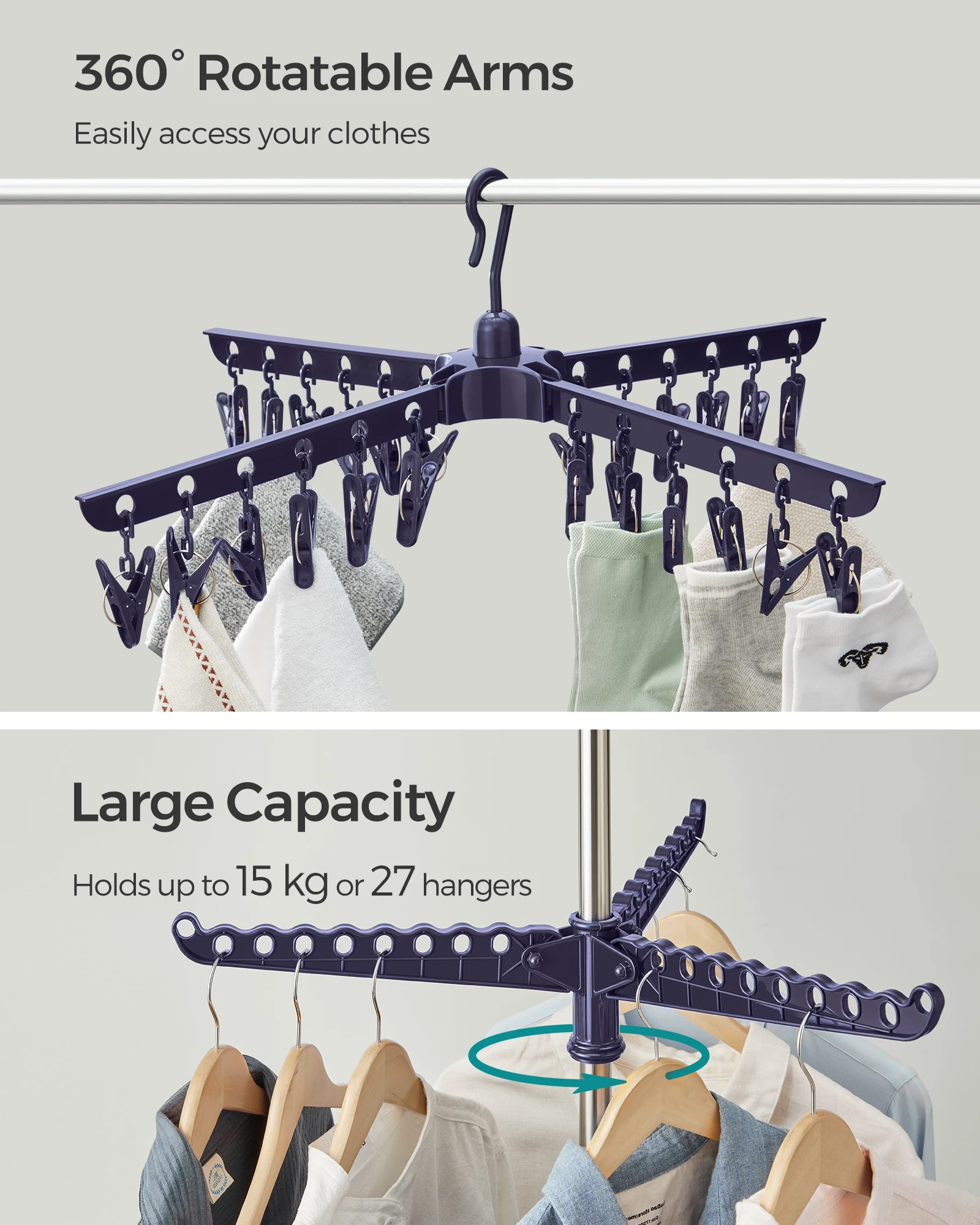 SONGMICS Gullwing Laundry Drying Rack - Foldable & Functional