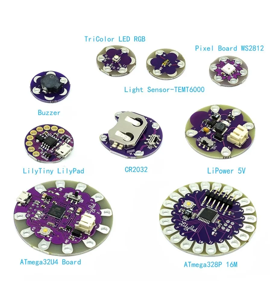 LilyPad series development board ATMEGA328P WS2812 RGB CR2032 TEMT6000 ...