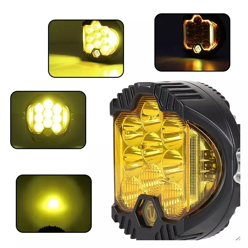 Round Led Work Light 5/7/9inch Led Truck Light 90w Dual Color Yellow ...