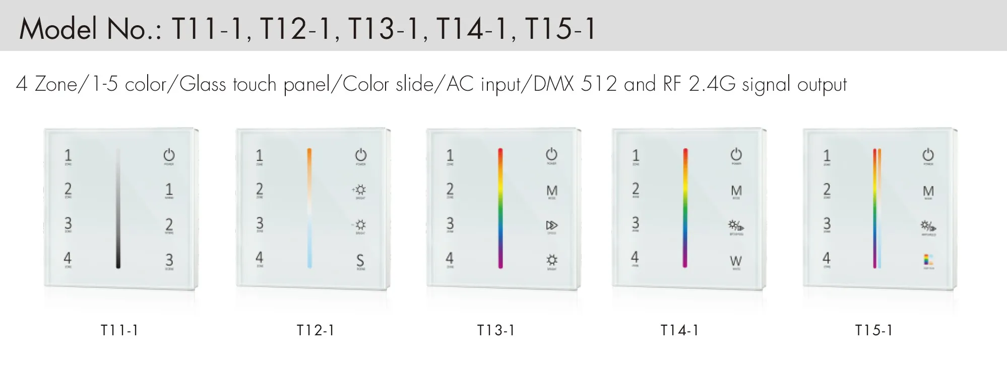 Ac85-265v Wall Mounted Dmx White Cct Rgb Rgbw Rgbcct Led Touch Panel ...