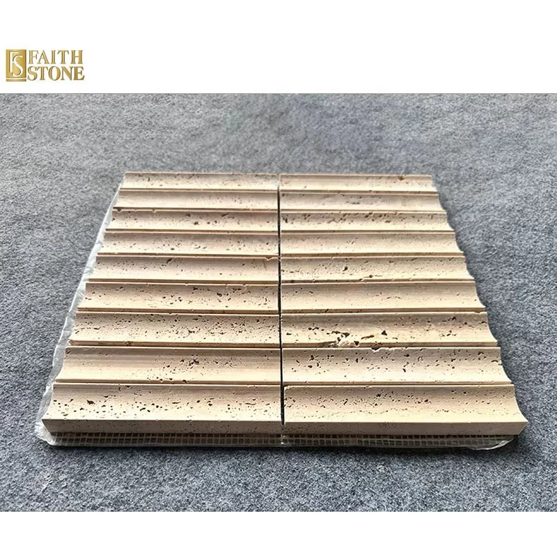 Modern Wall Cladding Mosaic Concave Fluted Tile Marble Travertine ...