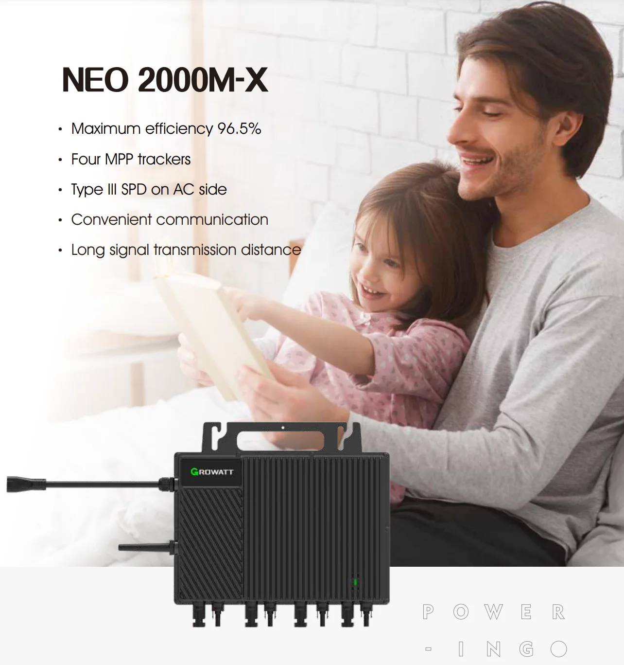 Growatt Neo 2000m-x 2kw 4 Mppts Microinverter 3kw Ip67 Single Phase Solar Microinverter On-grid ...