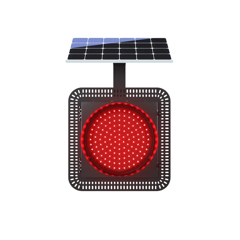 300mm Solar Powered LED Traffic Signal Warning Light Red
