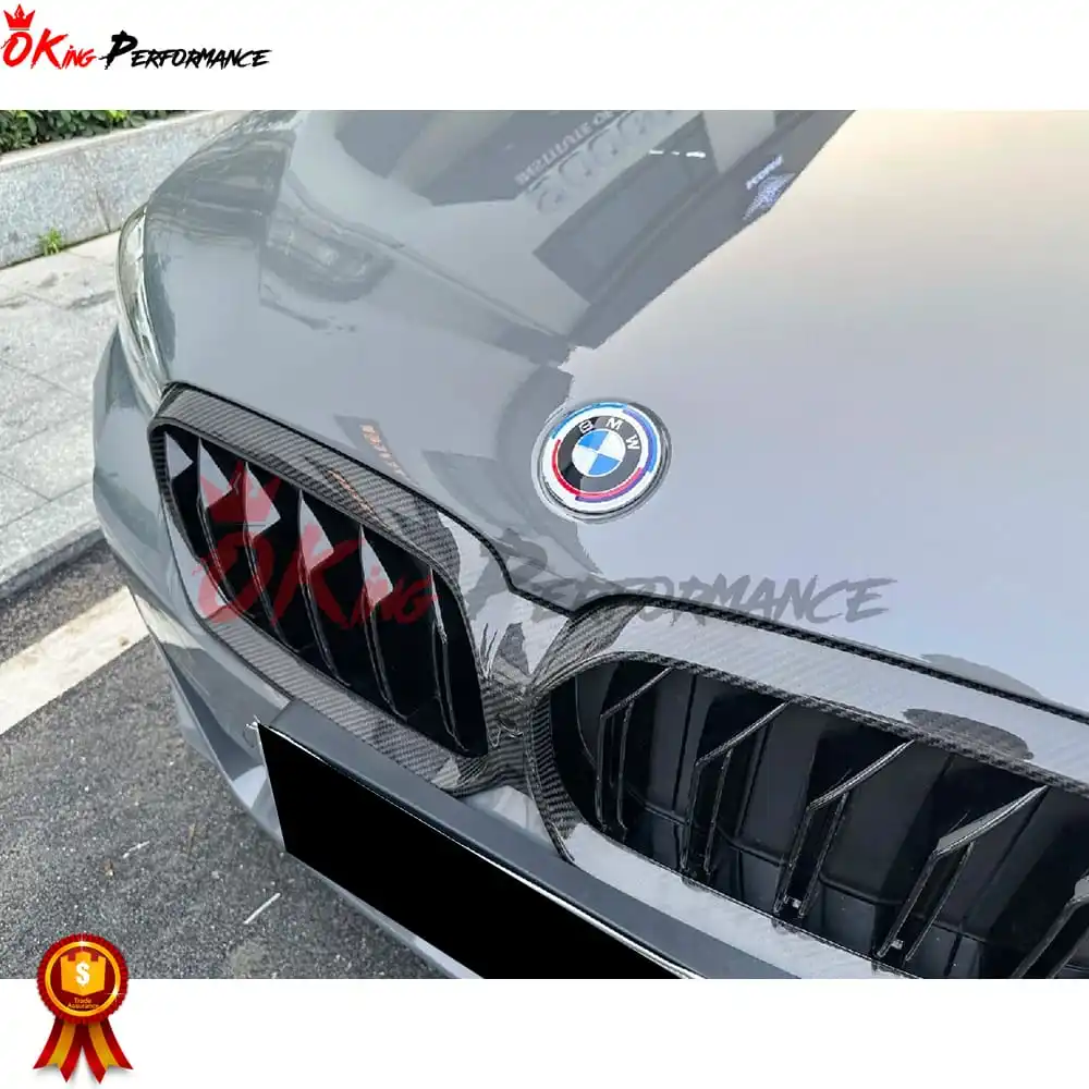 Dry Carbon Fiber Dual Slat Front Bumper Grille For Bmw 5 Series G30 Lci ...