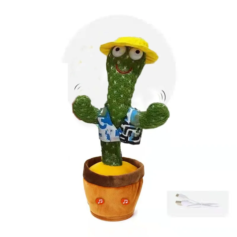 Electric Plush Toy Plush Flower Pot Twist Dance Cactus Doll Can Talk ...
