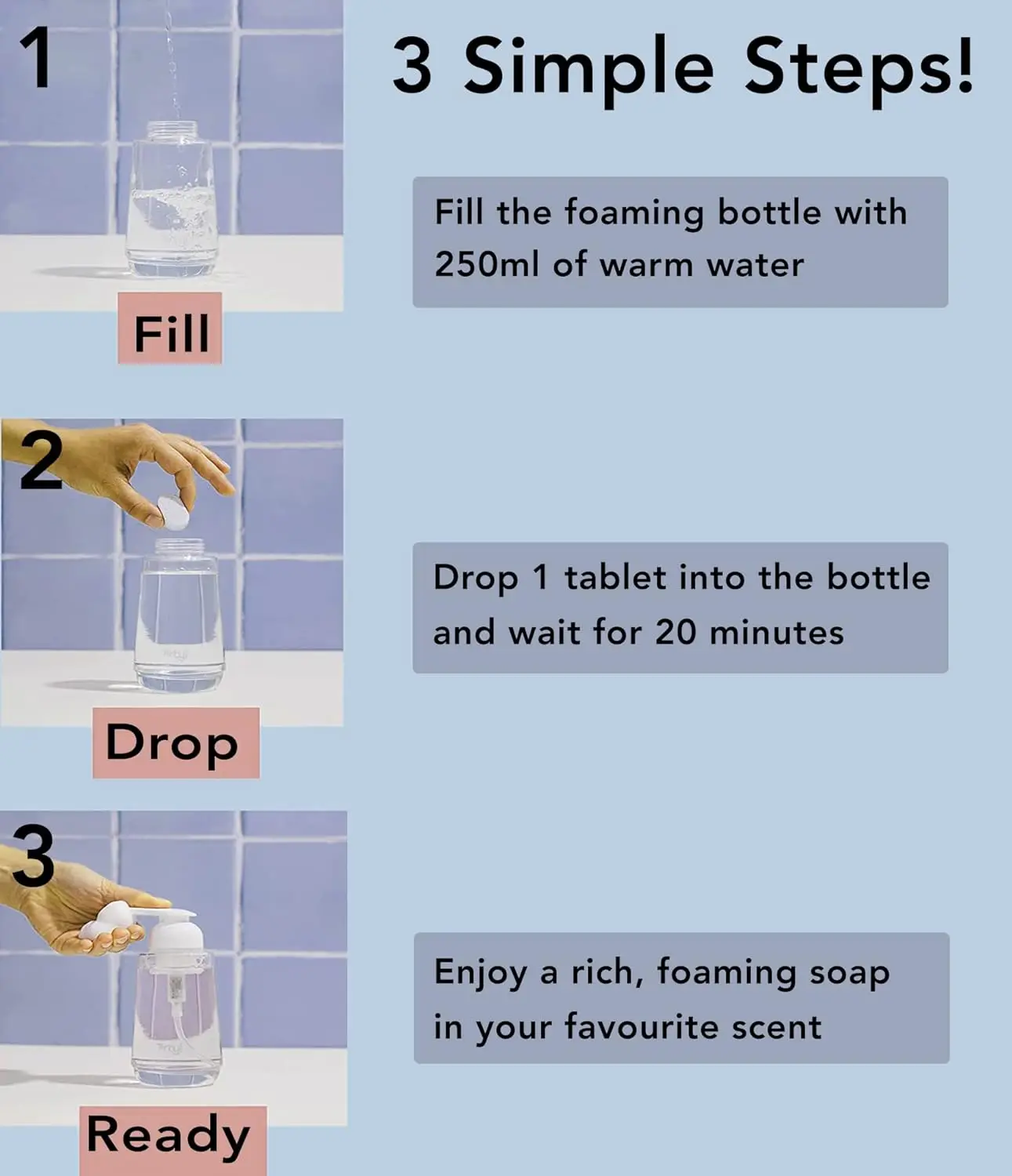 Foaming Effervescent Liquid Soap Tabs Eco Foam For Hands & Body Washing ...