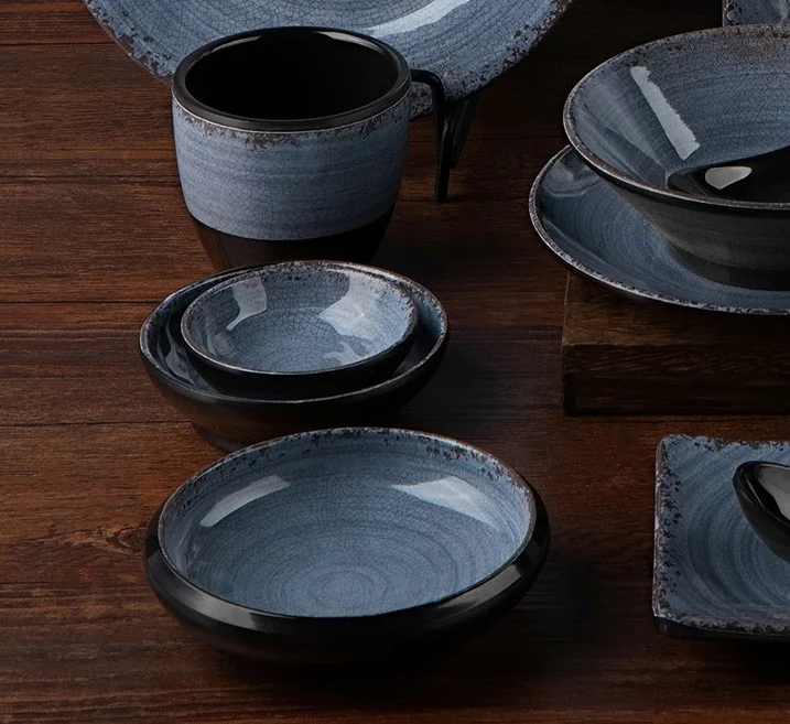 Melamine Dinnerware Sets with Brown Spots Rim the Plate