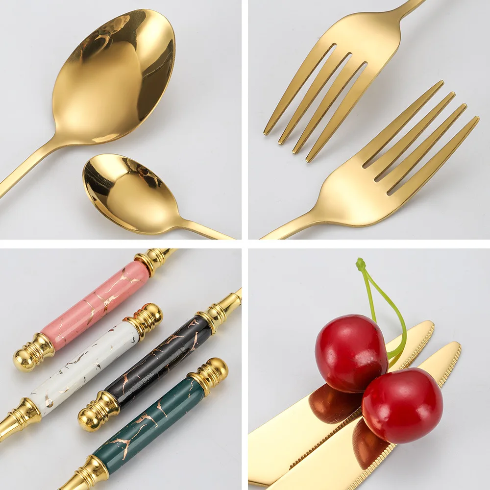 Modern Luxury Stainless Steel Porcelain Handle Cutlery Gift Set ...