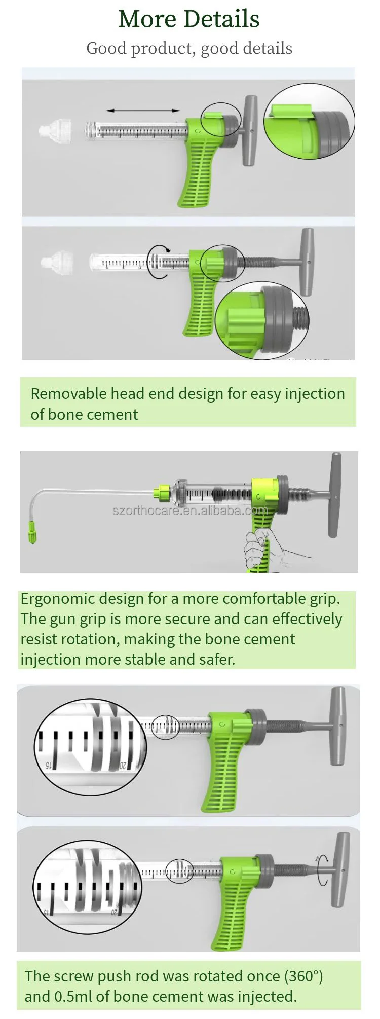 Easily Operational Disposable Orthocare Bone Cement Injector for ...