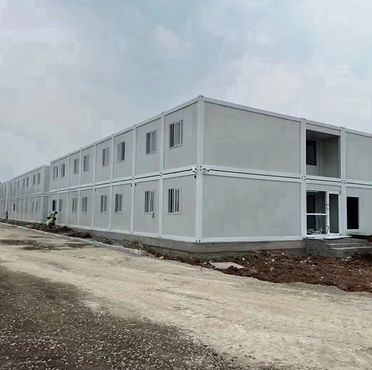 40ft prefab white two-story townhouse flat pack house made container ...
