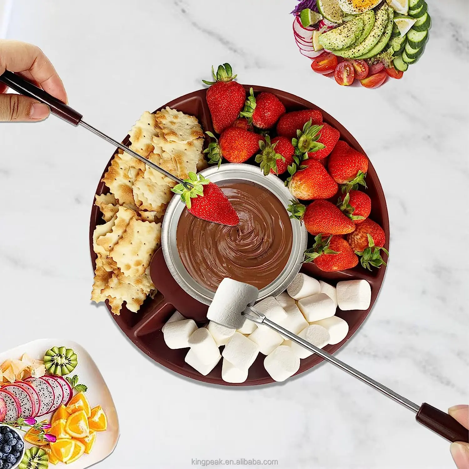 Kingpeak Fondue Pot Set - Electric Chocolate Fondue Maker