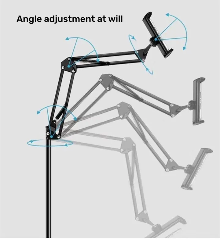 135cm Tall Tablet Stand Adjustable Metal Floor Standing Tablet Holder ...