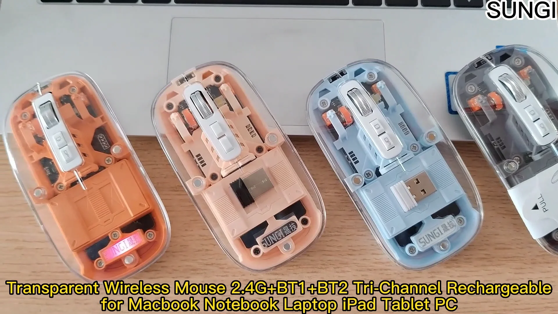 Transparent Wireless Mouse Bt5.1/2.4g Bluetooth Mouse Rechargeable Mute ...