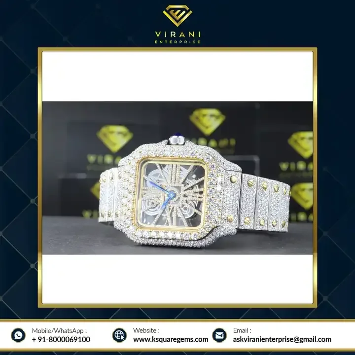 High Quality Lab Grown Diamond Quartz Watch Iced Diamond Watch with ...