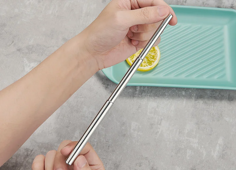 Stainless Steel Folding Collapsible Drinking Straw Kit