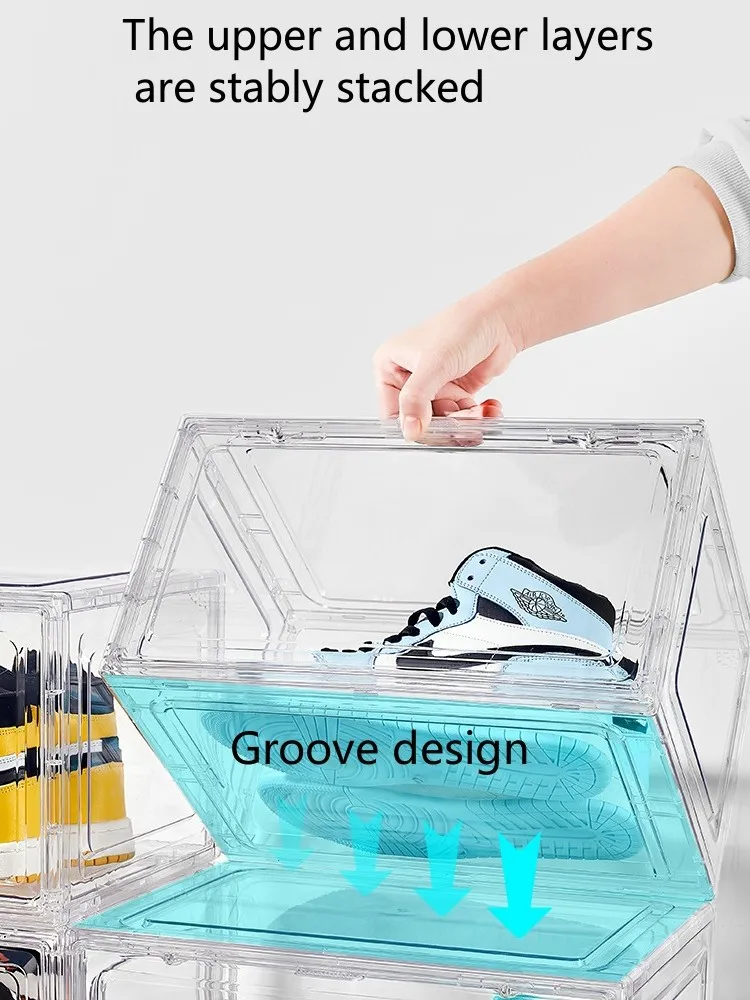 Collapsable Shoe Rack Storage Organizer Transparent Shoe Box Stackable ...