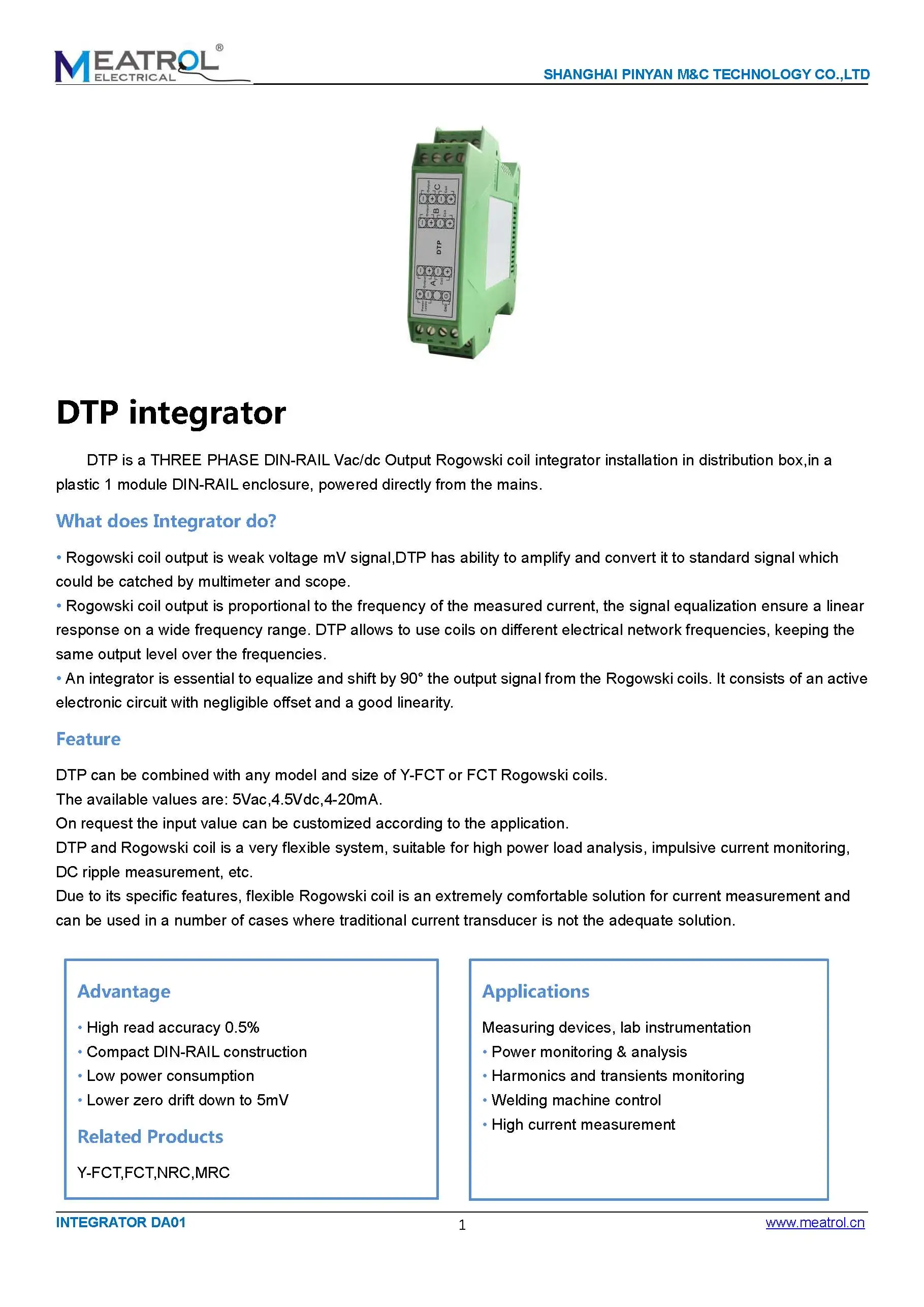 Low Voltage Monitoring Current Sensor Integrator Rogowski Coil Current ...