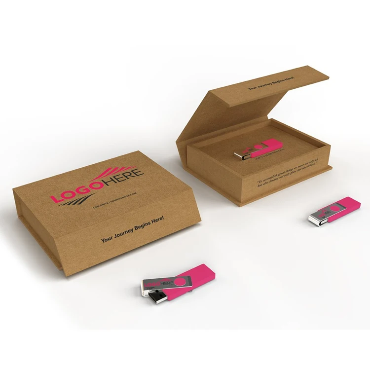 Custom luxury kraft paper magnetic wedding photo usb flash drive ...