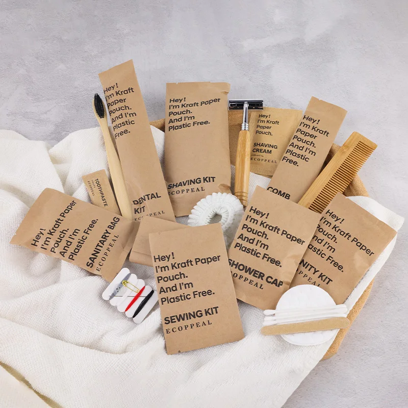 Plastic Free! Oem Hotel Toiletries Kit Custom Luxury Eco Friendly Kraft ...