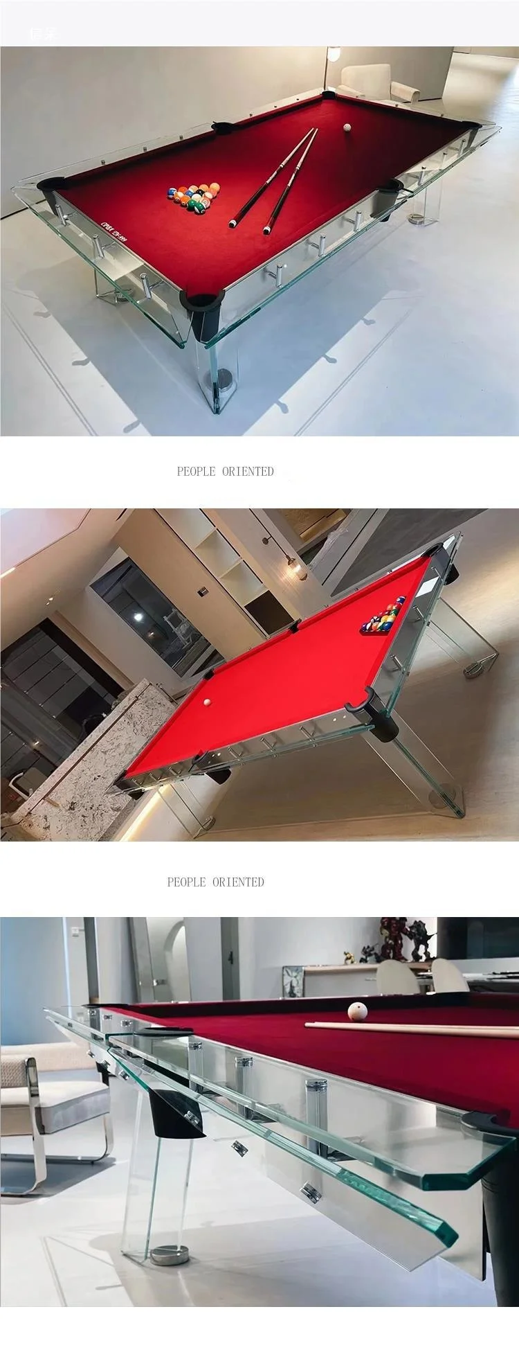Modern Luxury 8 Feet Custom Acrylic Crystal Glass Pool Table for Home ...
