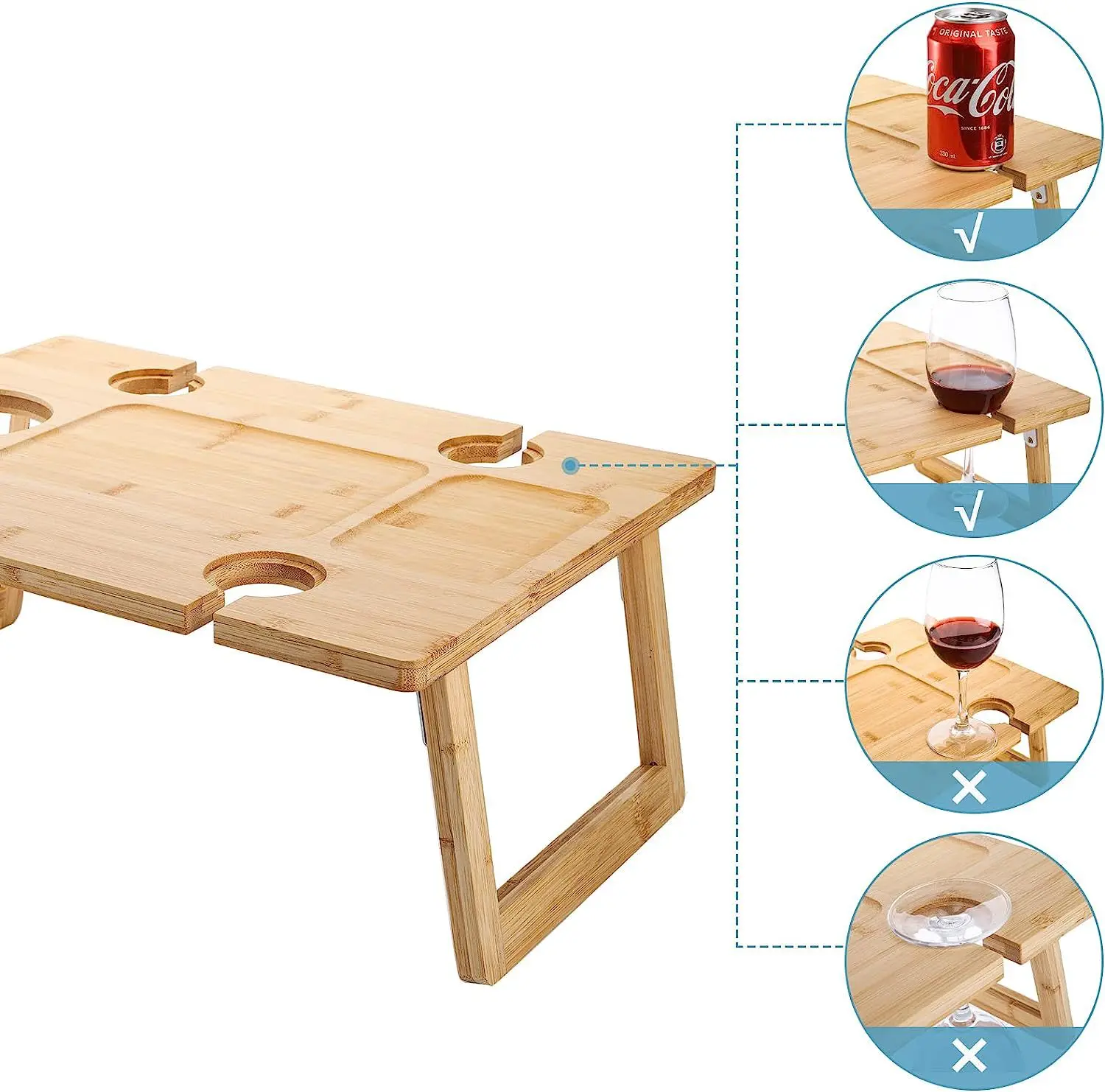 Multifunctional Portable Wooden Folding Wine Table Beach Picnic Table ...