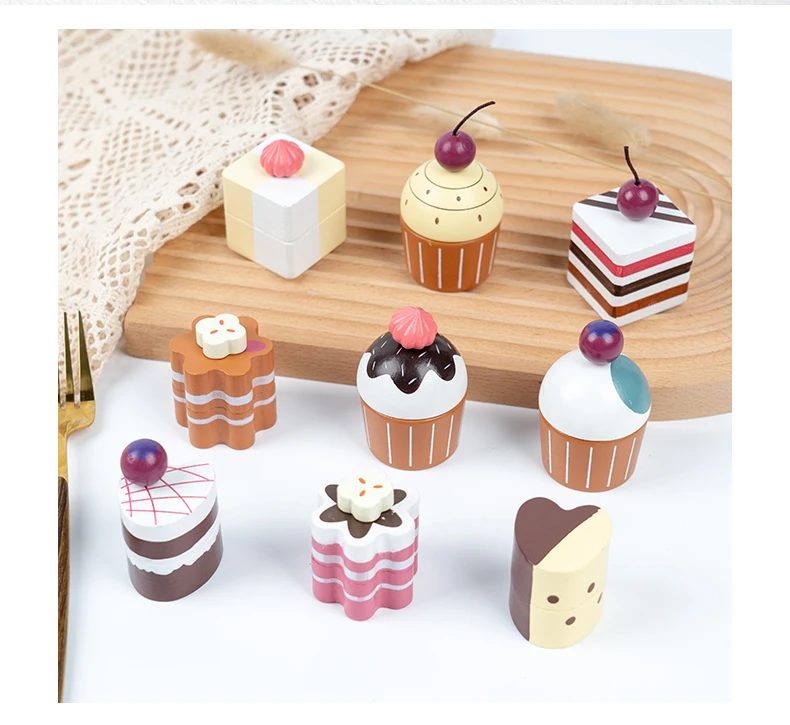 Hot sale New Design Colorful Pretend Play Food Set Wooden Cupcake ...