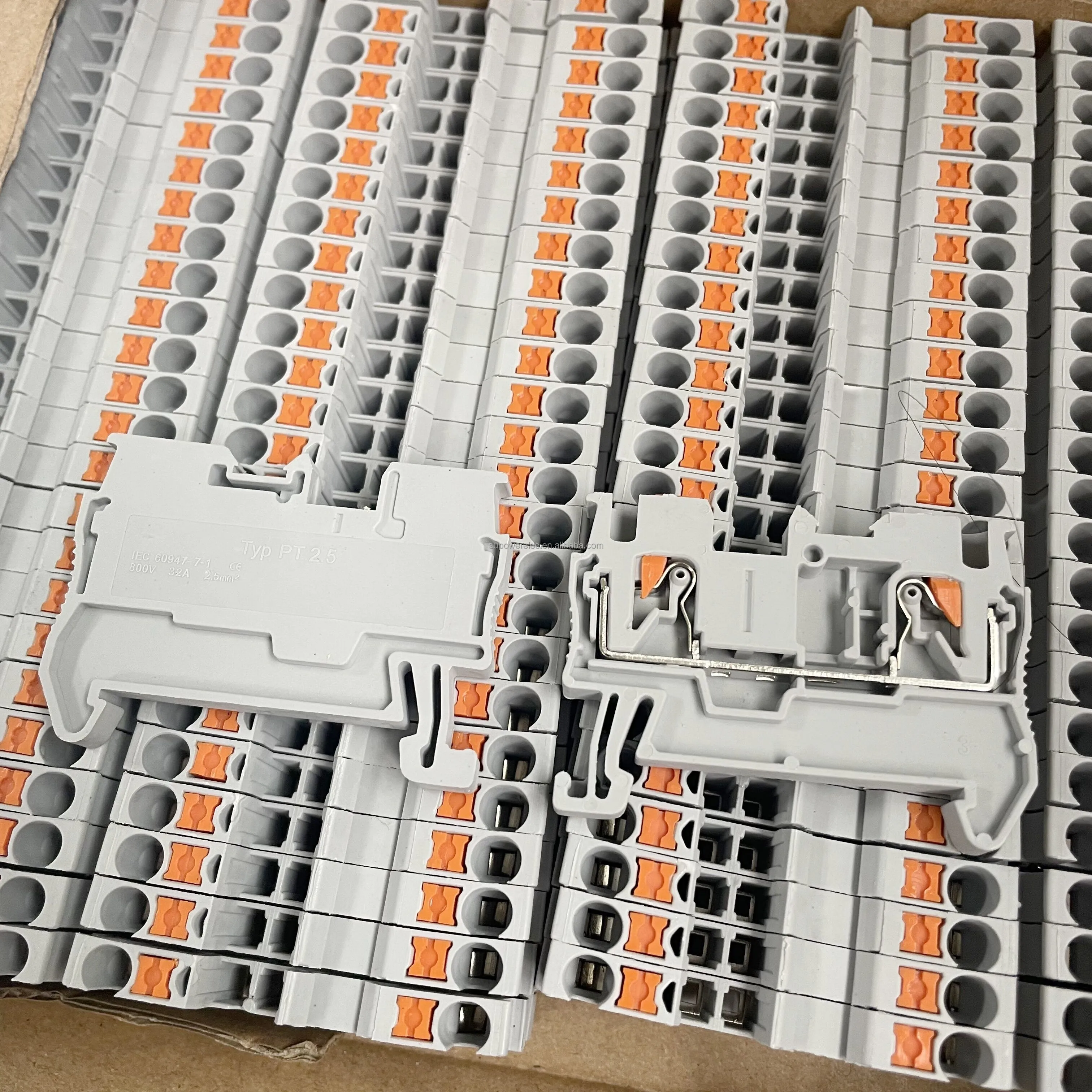 Din Rail Terminal Blocks PT-2.5 Push in Spring Screwles Electrical ...