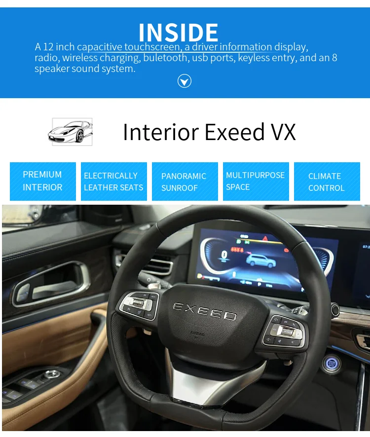 2023 Luxury Suv Petrol Vehicle 195km/hr Chery Exceed Vx Chinese ...