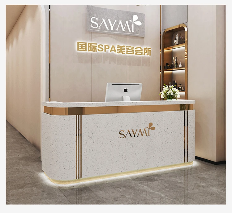 High-end Pink Checkout Counter - Modern Reception Design