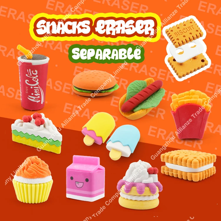 TPR material custom 11 food Burger Fries Cola cake Creative eraser ...