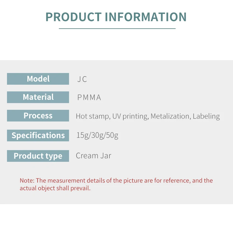 Double-layer Cream Jar - JC PMMA Skincare Face Cream Jars