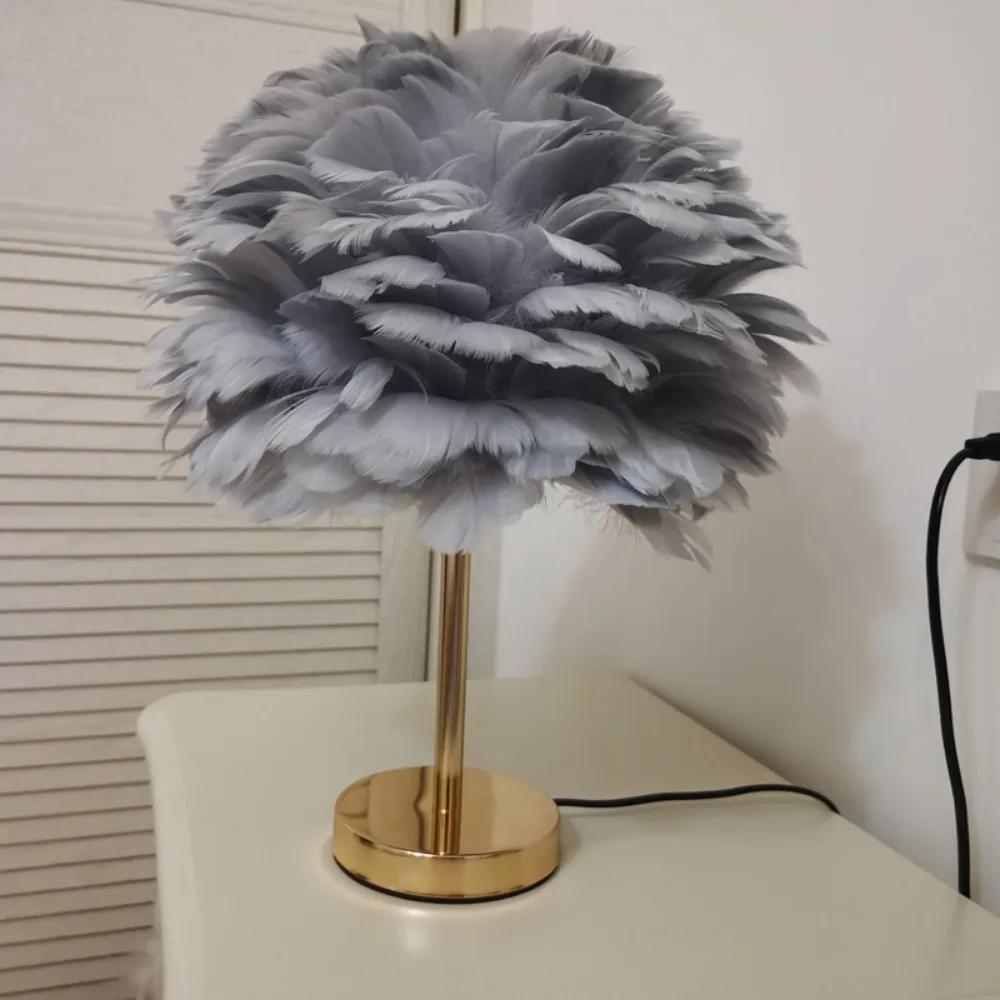 Modern Table Feather Lamp For Bedroom Decoration Led Desk Lamp Bedside ...