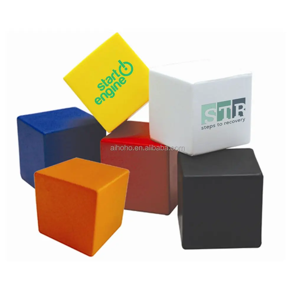 Custom Logo Foam Stress Ball Cube - 65mm Promotional Gift OEM