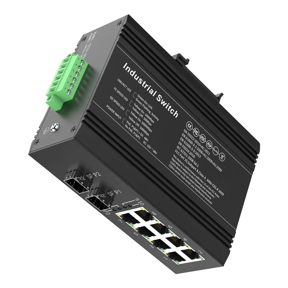 Din Rail 8 Ports Gigabit Ethernet 8 Gigabit SFP port Managed Industrial ...