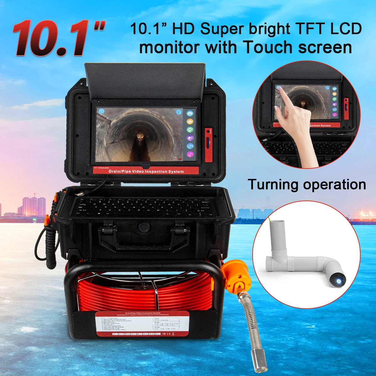 Hot Sale 30M Length Sewer Endoscope Camera 512HZ Transmitter Pipe Inspection Locator Night ...