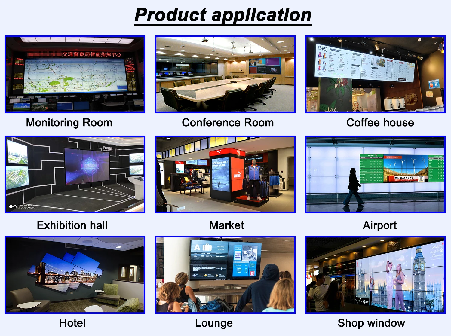 LCD Video Wall Display 55 Inch TV Wall LCD HD 4k Display 3x3