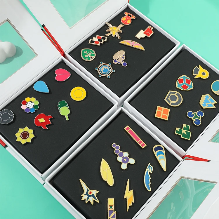 Collect 9 Styles of Pokemon Gym Badges - Anime Pins Set