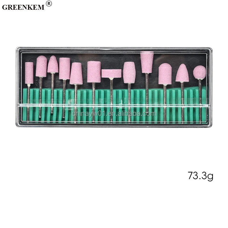 12pcs/set Pink Silica Sand Grinding Head Nail Drill Bits