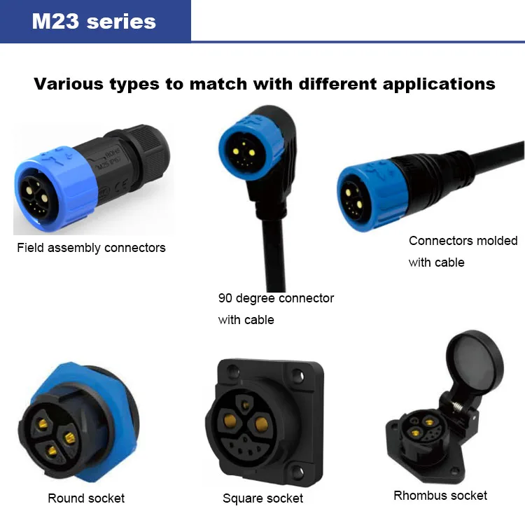 Jnicon M23 8 Pin 2+1+5 Pin Ip67 Waterproof Power Pole Connectors Electric Motorcycle Power ...