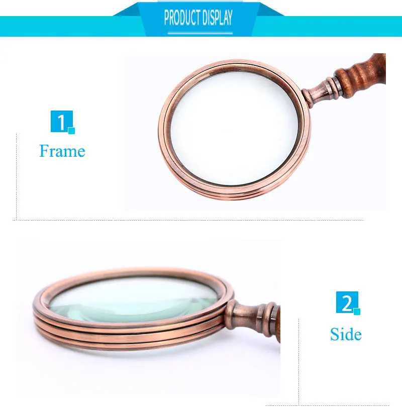 10 Times Wood Handle Reading Magnifying Glass Optical Glass Magnifier ...