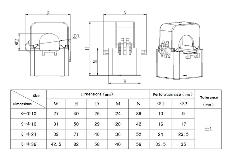 Acrel Micro Type Current Sensor Akh-0.66/k K-16 120a/40ma Ac Clamp ...